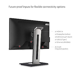 ViewSonic VG2456 24 Inch 1080p Monitor with USB 3.2 Type C Docking Built-in Gigabit Ethernet and 40 Degree Tilt Ergonomics for Home and Office (Renewed)