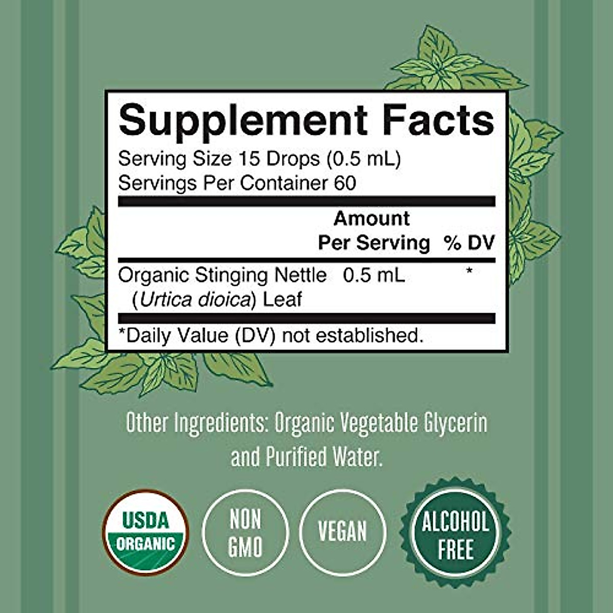 Stinging Nettle | USDA Stinging Nettle Leaf | Stinging Nettle for Glucose Metabolism Support | Detox Supplement | Herbal Blend for Detoxification | Vegan | Non-GMO | Gluten Free | 1 Fl Oz