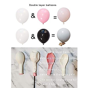 Eanjia Balloon Arch & Garland Kit Double-Stuffed 5"-18" Pastels Pink Gray Rose Gold Confetti Balloons Bulk 16ft for Wedding Baby Shower Birthday Party Shop Decoration (Pink)