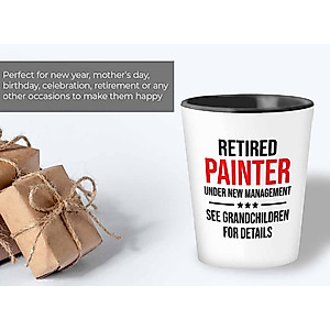 Flairy Land Painter Shot Glass 1.5oz - Retired painter - Art Teacher Gift Artist Painter Watercolorist Airbrush Potrait Paint Illustrator