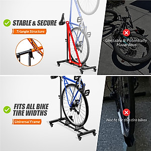 Sttoraboks Vertical Bike Stand, Freestanding Indoor Bike Storage Rack Upright Bicycle Floor Stand Indoor Bike Holder with Adjustable Height for Garage & Apartment - for Wheels Sizes up to 29”