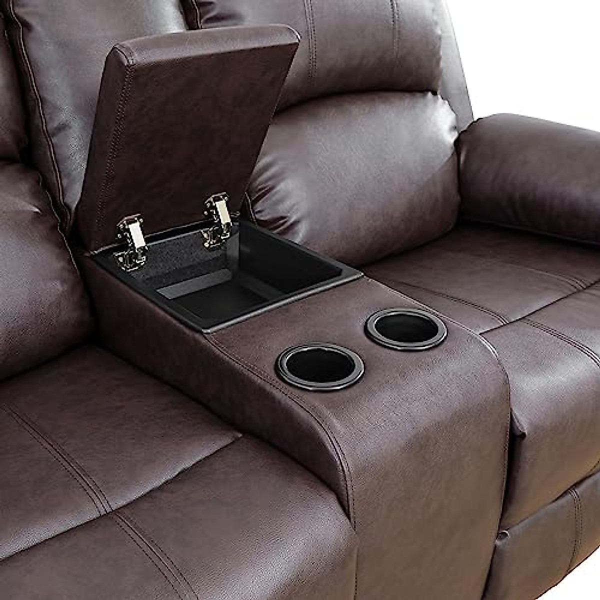 Caberryne Leather Recliner Sofa Sets, Loveseat for Living Room Furniture Set, Reclining Couch, Wall Hugger Double House/Office/Theater Seating(Loveseat Recliner), Light Brown