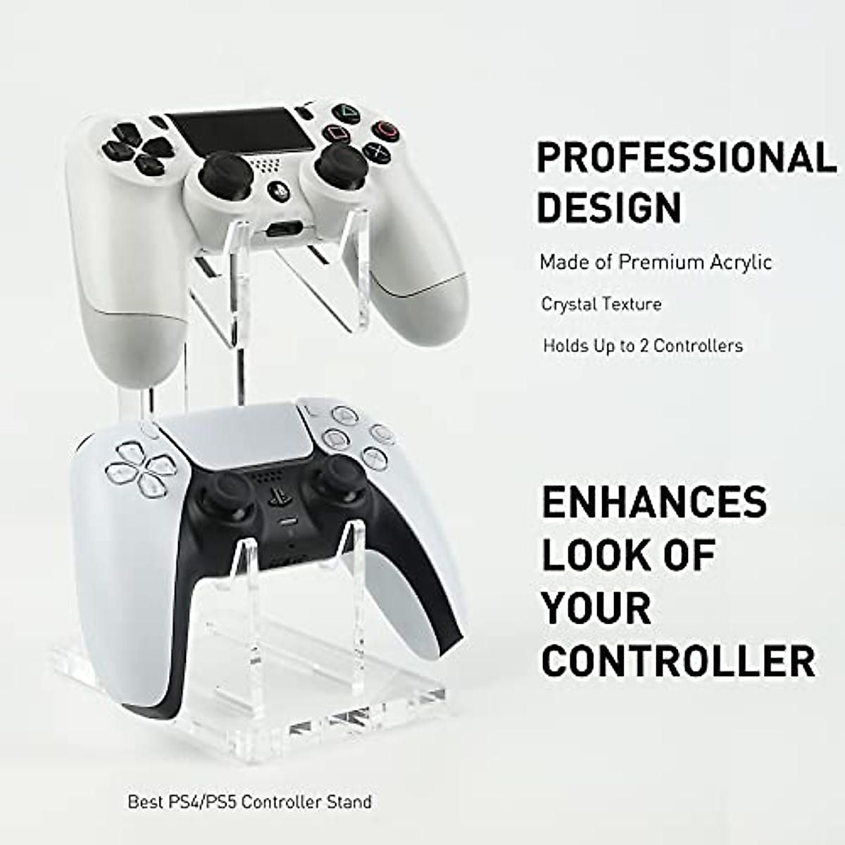 OAPRIRE Dual Controller Holder Gaming Accessories, Suitable for Almost All Controllers, Controller Stand for Xbox ONE PS4 PS5 STEAM PC (Crystal Clear)