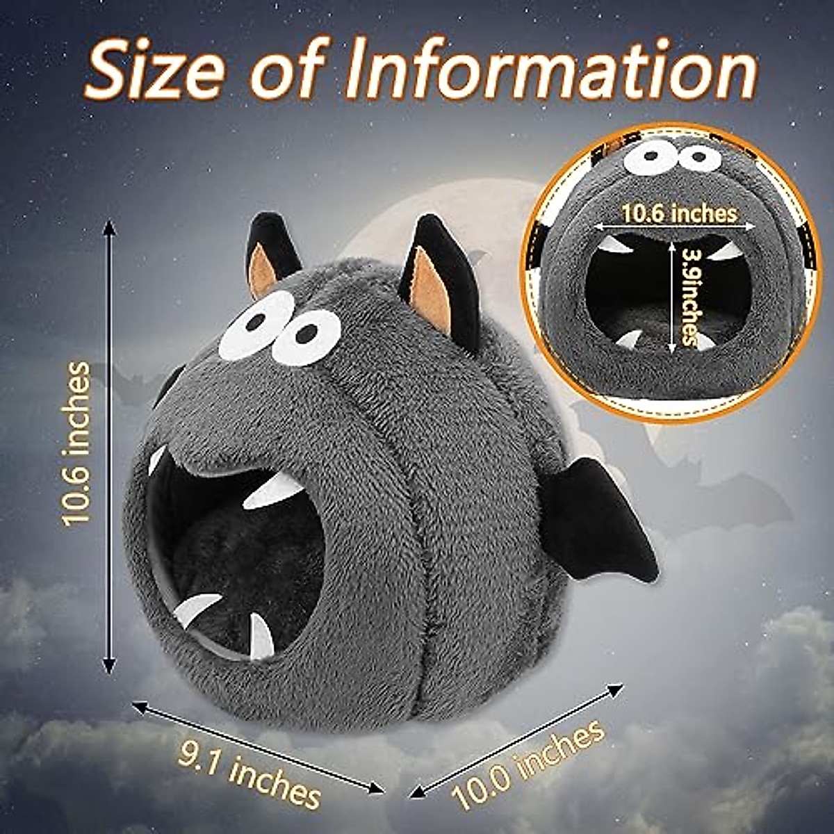 YUEPET Guinea Pig Bed Small Animal Hideout, Warm Cozy Halloween Monster Guinea Pig Hides for Guinea Pig Dwarf Rabbit Ferret Hamster Chinchilla Hedgehog