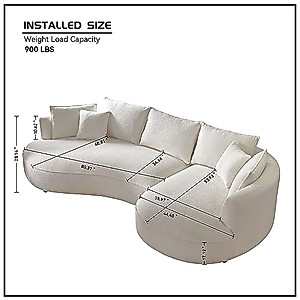 Left-Facing Cloud Curved Sofa Boucle Sectional Couch with Extra Wide Chaise Lounge and Pillows, Luxury Minimalist L-Shaped Leisure Sofá, 6-Seat Oversized Sofa&Couches for Living Room Apartment