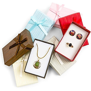 Bright Creations Jewelry Gift Boxes with Lids and Ribbon Bows (6 Colors, 2 x 3 x 1 in, 24 Pack)