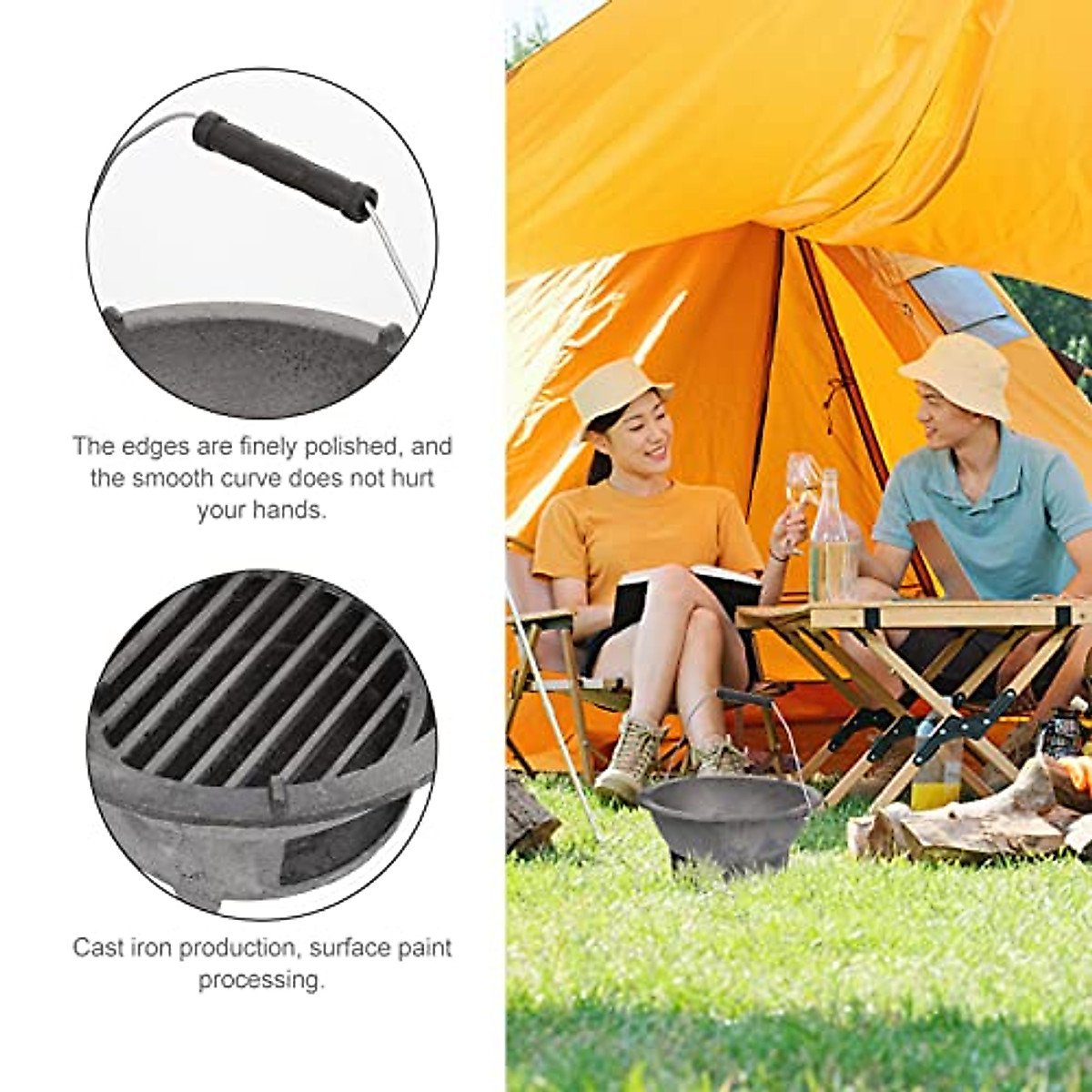 DOITOOL Cast Iron Charcoal Hibachi Grill, Portable Charcoal Grill for Outdoor Camping Barbecue Cooking, Japanese Hibachi Grill