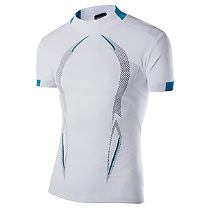 Compression Shirts for Men,Men's Cool Dry Short Sleeve Compression Shirts, Sports Workout Baselayer T-Shirts Tops(White,X-Large)