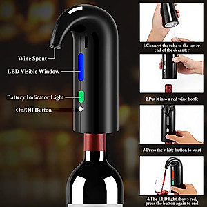 Valentines Wine Gift Set with Electric Wine Bottle Opener, Electric Aerator and Pourer, Reusable Vacuum Stopper, Foil Cutter and EVA Storage Bag, Rechargeable and Automatic (Black)