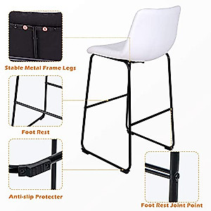 Scurrty Barstool Chairs Height Stools Pub Bistro Bar Counter Height Stools Pub Height Bar Stools With Back, PU Leather Bar Stools Set Of 2 Modern Kitchen High Dining Chairs With Metal Legs Upholstered