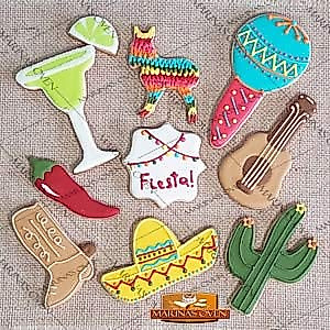 Fiesta Piñata Mexican Cinco de Mayo Cookie Cutter 9 Piece Set from The Cookie Cutter Shop - Sombrero, Maraca, Chili Pepper, Cactus, Guitar Cookie Cutters – Tin Plated Steel Cookie Cutters