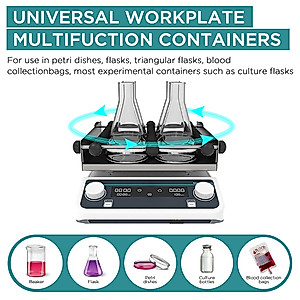 Lab Digital Orbital Shaker Mixer | 9.85"x9.85" Plate Size Adjustable Speed 40-200RPM Capacity 2KGS | Timed and Continuous Modes Rotator Shaker for Laboratory
