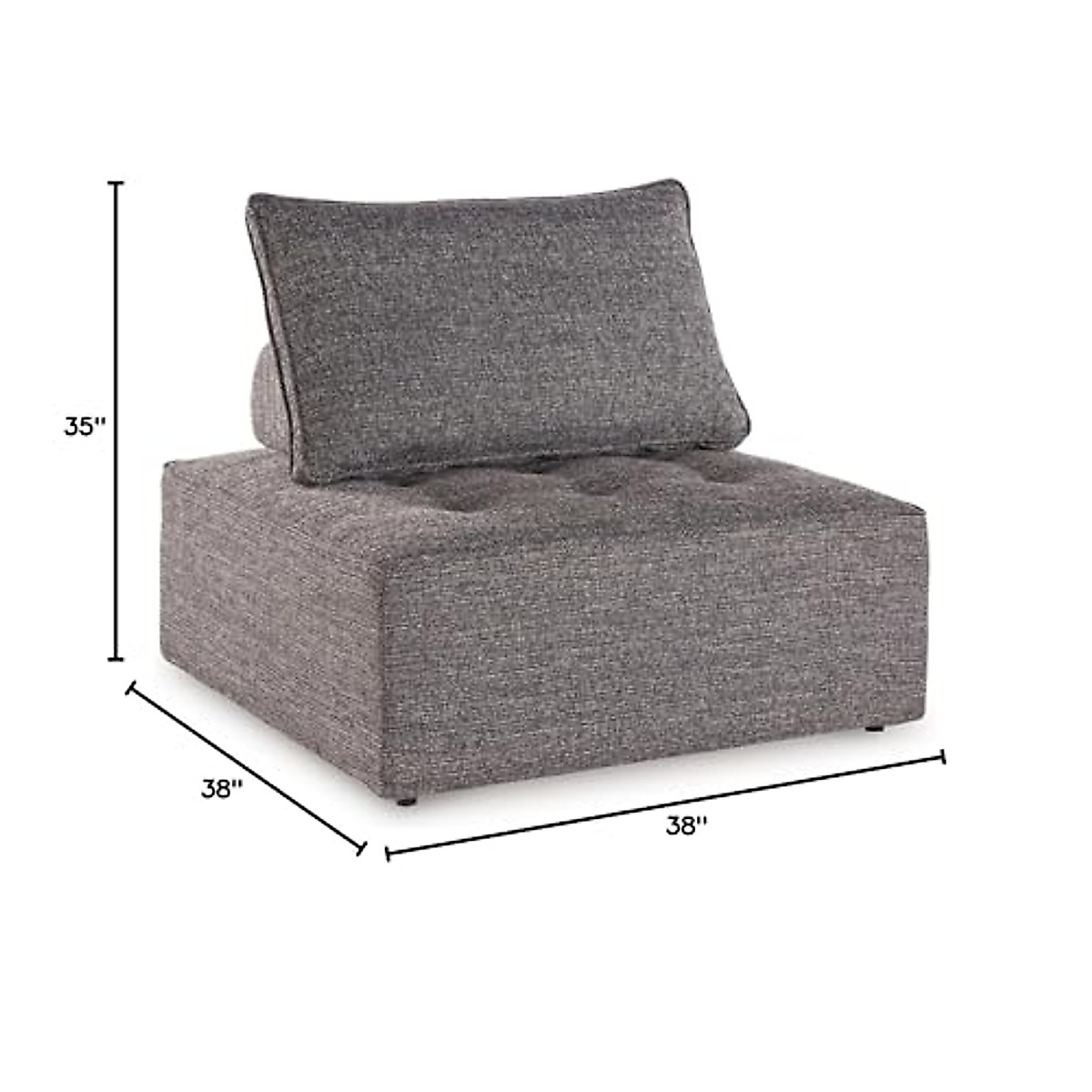 Signature Design by Ashley Bree Zee Contemporary UV Resistant Tufted Armless Outdoor Lounge Chair with Cushion and PVC Cover, Gray