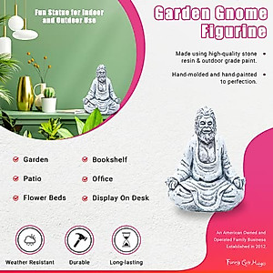 Funny Guy Mugs Garden Gnome Statue - Middle Finger Bigfoot - Indoor/Outdoor Garden Gnome Sculpture for Patio, Yard or Lawn