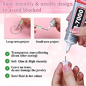 B7000 Rhinestone for Glue, 3 PCS 25ml Craft Adhesive Glue for Crafts with 3000pcs Flatback Rhinestones Gems with Picker Tool Wax Pencil Fabric Glue for Nail Art Bead Jewelry Making Clothes Shoe Bags