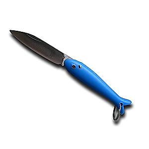 Glittering Bazaar Fish Smallest Mini Micro Handmade Key ring Pocket Folding Folder Knife, Stainless Steel, Multi Purpose Portable, Tiny Blade (Blue)