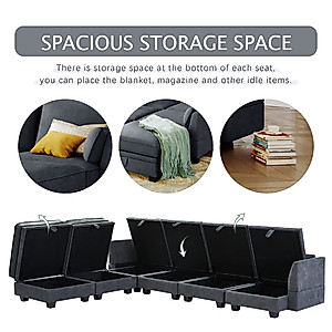Lifeand Modern Large U-Shape Modular Sectional, Convertible Sofa Bed with Reversible Chaise for Living Room, Storage Seat, Gray