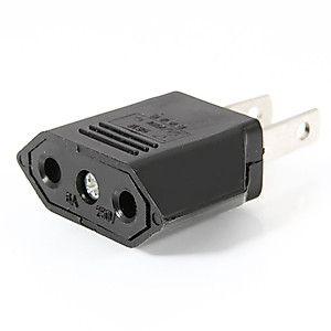 ANRANK E-U1009618AK EU Europe to US USA Travel Power Plug Adapter Converter (Black, 2-Pack)