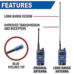 Rugged Ducky Antenna for Two Way Handheld Radios R1 RDH-X - Features SMA-M Dual Band VHF UHF