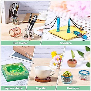 Silicone Resin Molds Kit 26PCS, Epoxy Resin Molds, Large Resin Casting Molds with 12 Glitter Sequins for UV Resin Casting, Including Sphere, Cube, Pyramid, Square, Coaster, Stone & Pendants