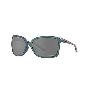 Oakley Women's OO9230 Wildrye Butterfly Sunglasses, Matte Silver/Blue Colorshift/Prizm Black Polarized, 61 mm
