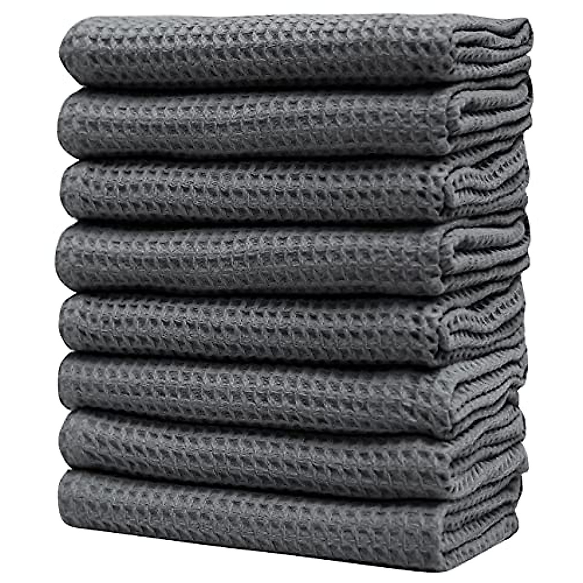 Premium Dish Cloths (12”x 12”, 8 Pack) – Waffle Weave Dish Cloth – 270 GSM – Cotton Kitchen Dish Cloth Set – Highly Absorbent Dish Towels Set (Grey)