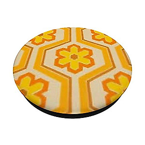 70s Retro Wallpaper Yellow Flowers Floral Print PopSockets PopGrip: Swappable Grip for Phones & Tablets
