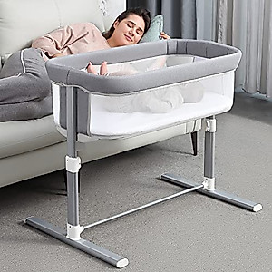 RONBEI Bassinet,Bedside Bassinet for Baby Breathable Mesh Baby Bassinet, Easy to Assemble Lightweight Portable Bassinets for Newborn Infants