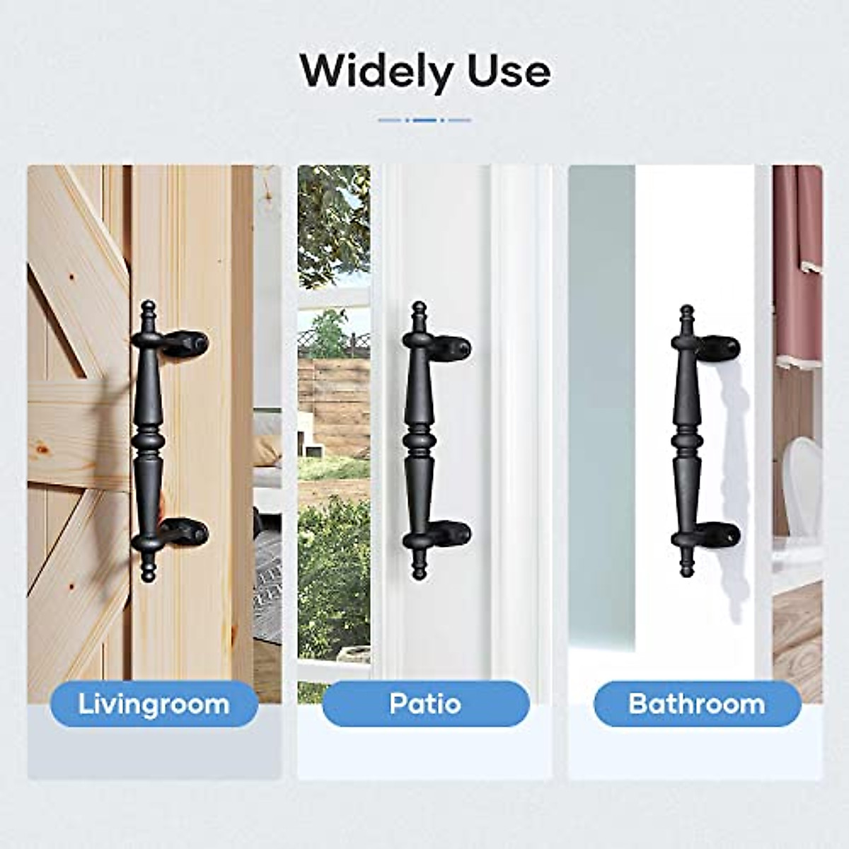 EaseLife 9" Barn Door Pull Handle,Rustic Black Cast Iron Grab,Easy Install