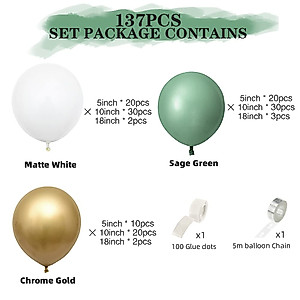 Balloon Arch Kit 137pcs Balloon Garland Kit Latex balloons (Olive Green)