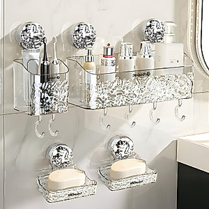 oewyrou 4pcs Clear Shower Caddy No Drill Clear Wall Caddy Suction Cup Luxury Suction Storage Rack Clear for Bathroom Kitchen