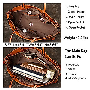 Erivis Genuine Leather Handbags For Women Crossbody Purse Vintage Hobo Bags Top Handle Bags Brown (Black)