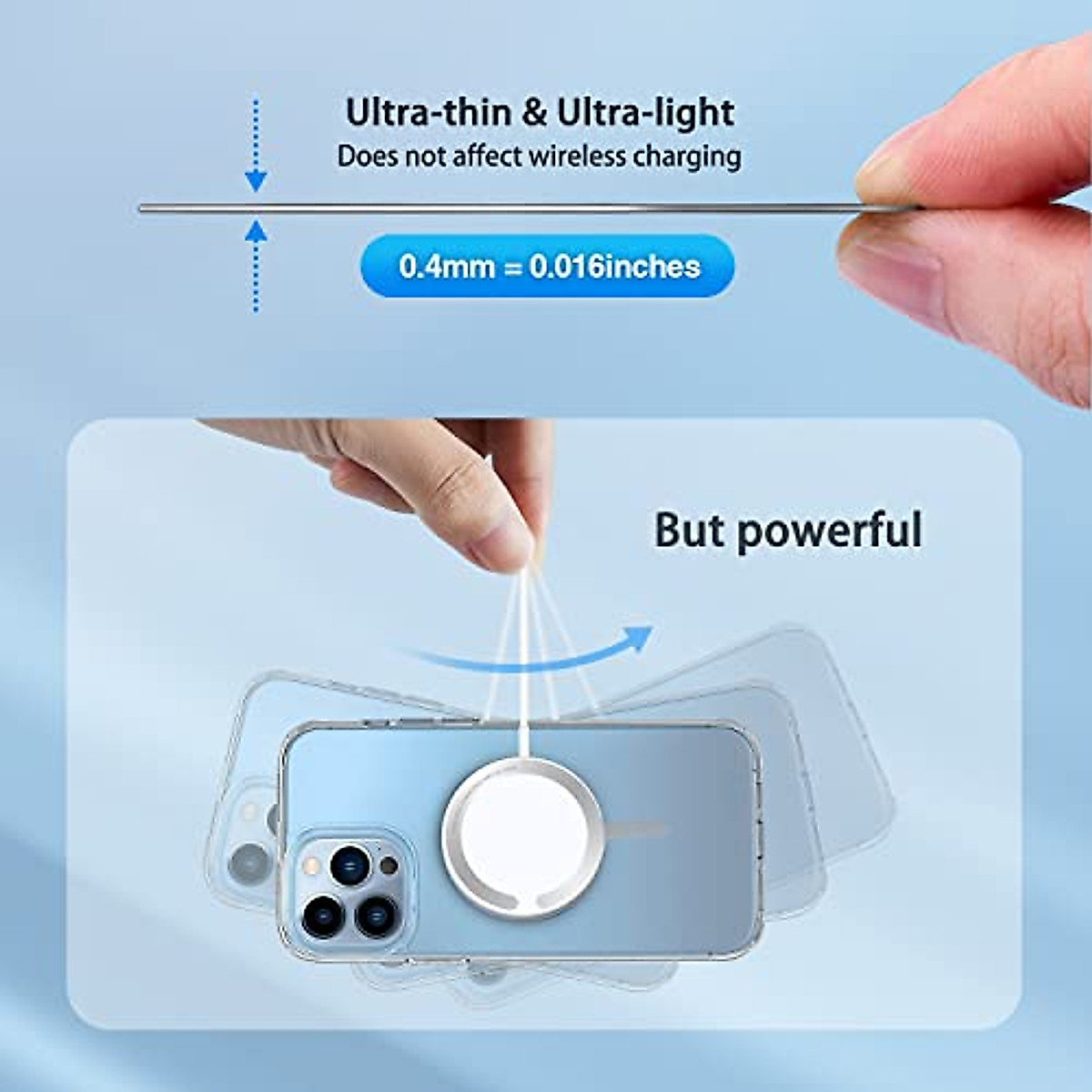 4PCS Adhesive Metal Ring Stickers for MagSafe, Thin Converter for Upgrade iPhone 12 13 14 Pro Max Mini Series Ordinary Phone Case Cover Adapter for Mag Safe Magnetic Wireless Charger Grip Mount Wallet
