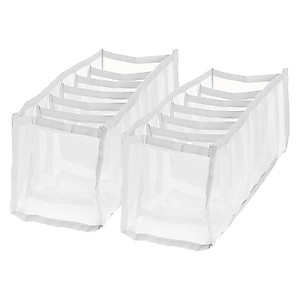 uxcell 2pcs Wardrobe Clothes Organizer, 7Grids Jeans Drawer Organizer for Folded Clothes Jeans Pants Sweater T-shirts Underwear, White