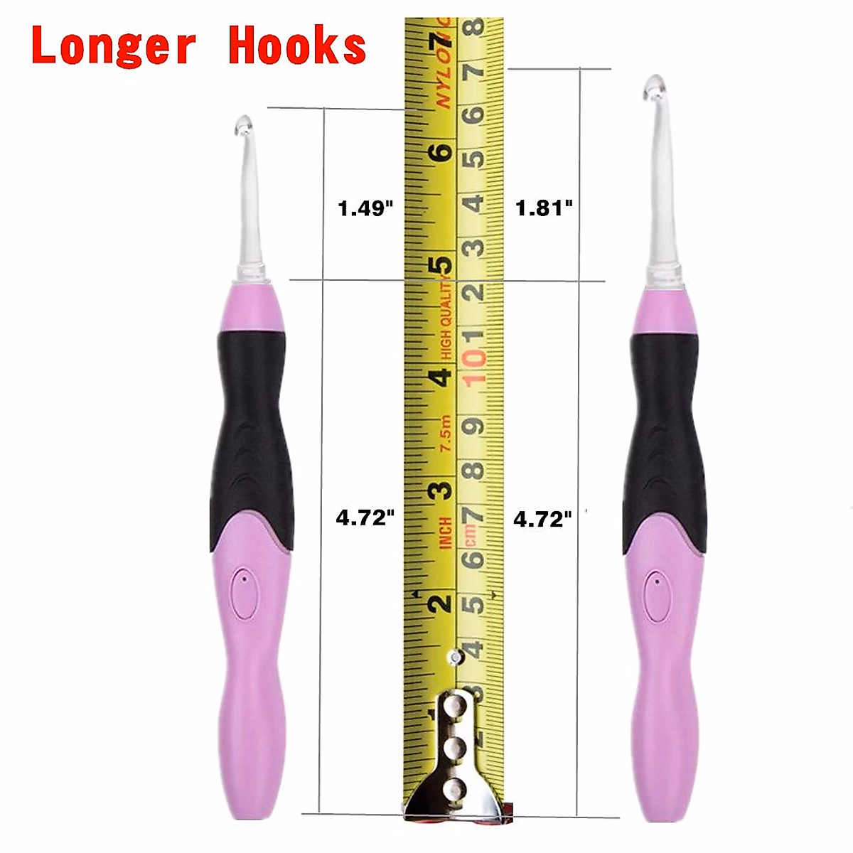 Lighted Crochet Hooks Set - 11 Sizes Light Up Crochet Hooks with Case,Rechargeable Crochet Hook with Light,2.5mm to 8mm