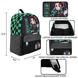 Demon Slayer Tanjiro Checkered Backpack