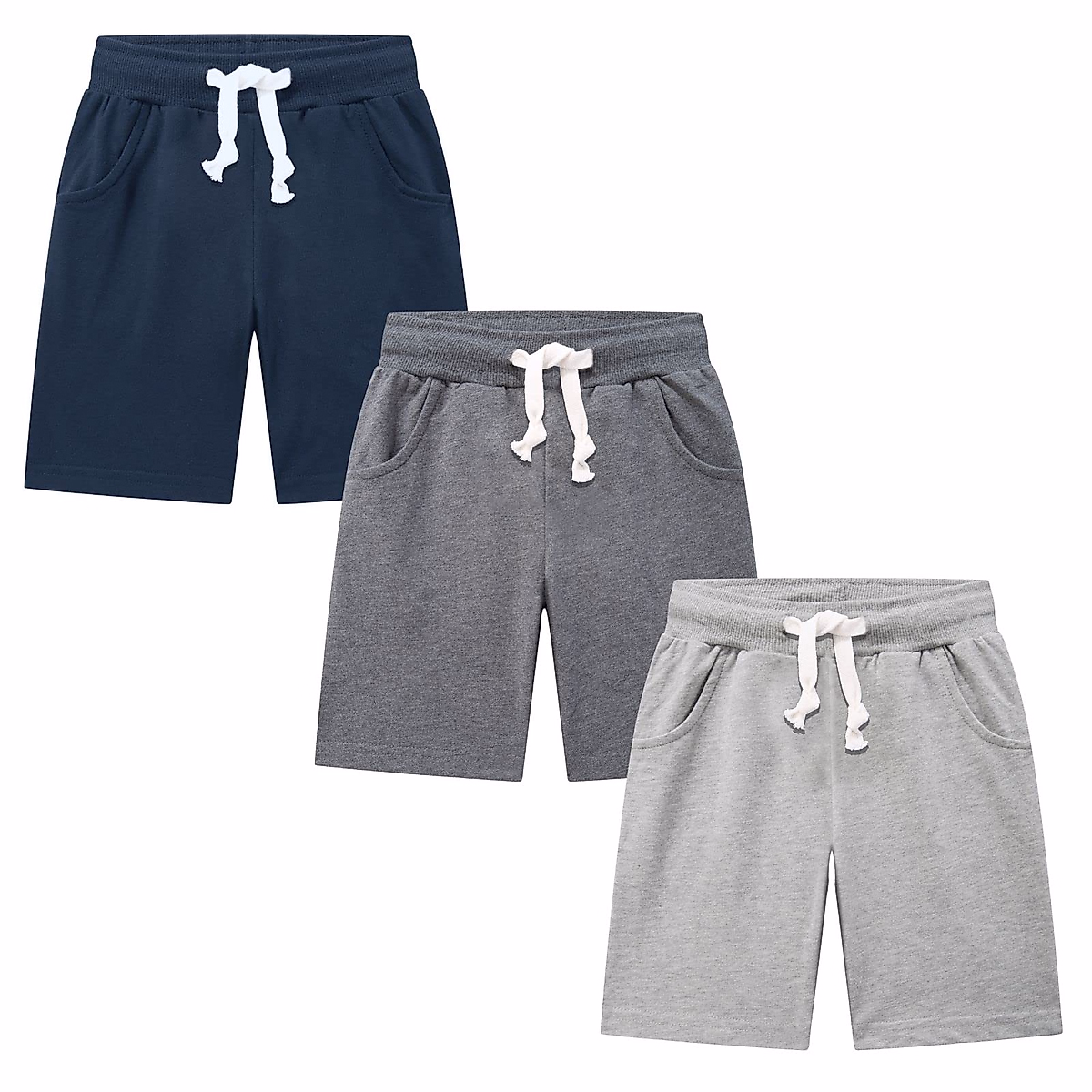 HZXVic Toddler Baby Boys Shorts, Summer Cotton Shorts for Kids Girls, 3 Pack Childrens Jogger Pants（Light Dark gray-3T）