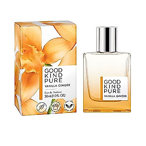 Good Kind Pure Vanilla Ginger Eau de Toilette Spray - Energizing, Gourmand Fragrance - A blend of Casablanca Lily & Warm Vanilla - Clean, Vegan, & Long-Lasting Formula - 1.0 Fl Oz