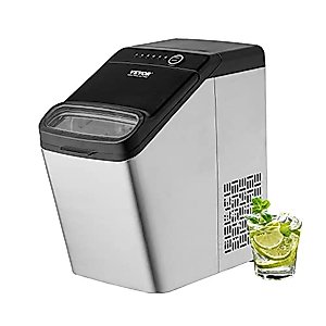 VEVOR Ice Maker Countertop, 33lbs in 24 Hours, Manual & Auto Refill Self Cleaning Countertop Ice Maker for Home Kitchen Camping Office, 9 Cubes Ready in 7 Minutes, with Scoop and Basket