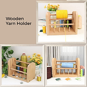 BATTIPAW Yarn Holder Wool Yarn Spindles, 3 Spools + 8 Spools Wooden Thread Holder for Embroidery Quilting Sewing, Multifunctional Beech Thread Rack Organizer for Crochet and Knitting