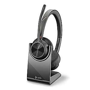 Poly - Voyager 4320 UC Wireless Headset + Charge Stand (Plantronics) - Headphones with Boom Mic - Connect to PC/Mac via USB-C Bluetooth Adapter, Cell Phone via Bluetooth - Works with Teams, Zoom &More
