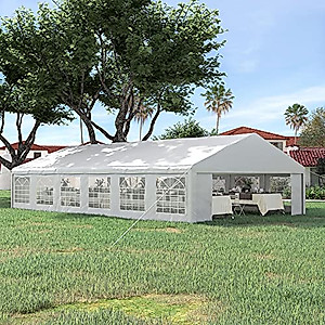 Outsunny 23' x 39' Party Tent & Carport, Large Outdoor Canopy Tent with Removable Sidewalls, 2 Doors and Windows, White Tents for Parties, Wedding, Events, BBQ Grill