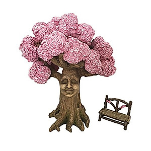 GlitZGlam Ethan's Magical Tree with a Matching Fairy Bench for The Enchanted Fairy Garden (9 Inch Tall) - A Fairy Garden Accessory