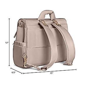 JuJuBe New Satchel Diaper Bag, Convertible Diaper Bag with Portable Changing Pad, Travel Backpack for Baby Boy or Baby Girl, For Carrying Baby Bottles, Baby Wipes, Diapers, Pacifiers, Snacks, Taupe