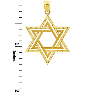 14k Yellow Gold Satin Jewish Star of David Charm Pendant