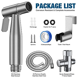 FREDI Bidet Sprayer for Toilet, Bidet Sprayer, Toilet Faucet, Jet Spray for Toilet, Muslim Shower, Toilet Sprayer, Ducha para Toilet(Brushed Nickel)