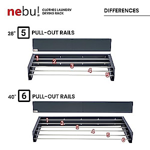 NEBU Clothes Laundry Drying Rack 28”- an Elegant Wall-Mounted Hanger, Folding Stainless Steel Collapsible, Space Saver with 12 Linear feet, Drying Capacity 27lbs