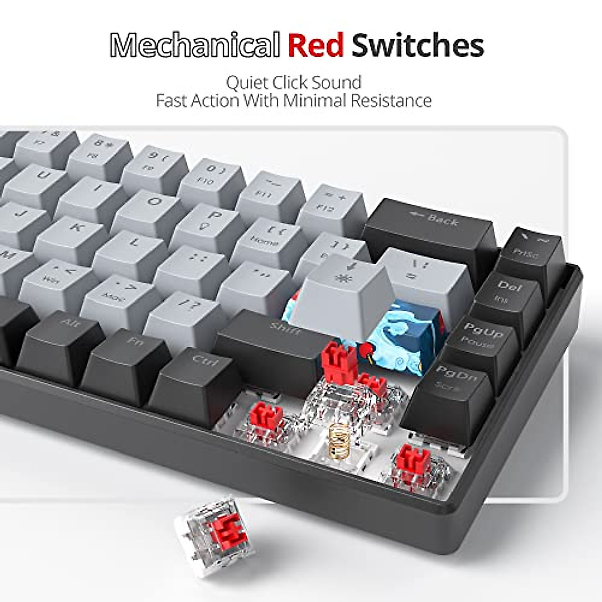 Mosptnspg Protable 60% Percent Gaming Keyboard Mechanical, Mini Compact RGB Backlit 68 Keys Wired Office Keyboard with red Switch for Mac/Win/PC/ps4/ps5/xbox(Dolch/red Switch 68)