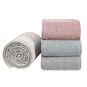Glamburg 100% Soft and Breathable Cotton Thermal Blanket Twin Charcoal - Perfect for Layering Any Bed for All Season