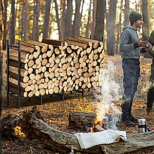 ETELI Firewood Rack Outdoor Indoor 5ft Heavy Duty Metal Log Rack Stand Adjustable Fire Wood Rack Holder Fireplace Lumber Storage Stacker for Patio Deck, Black